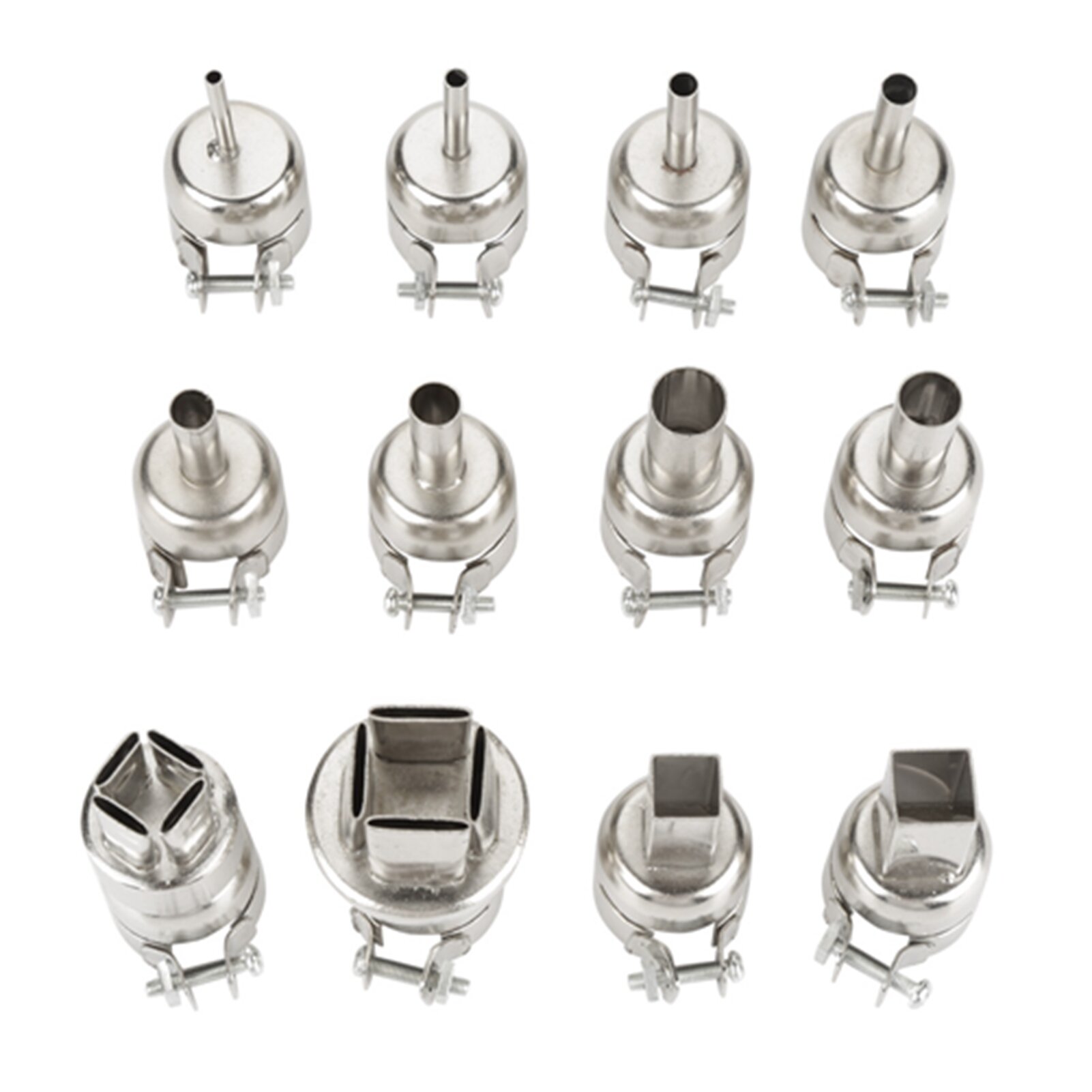 High Temperature Resistance Hot Air Gun Nozzle, Heat Durability 12pcs Different Shapes Steel Pump Type for 850 Soldering