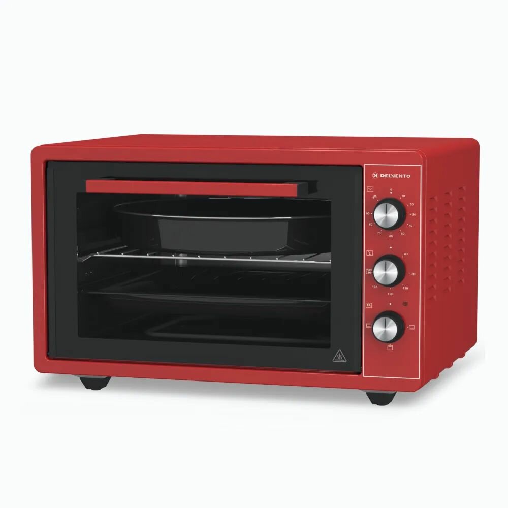 Мини-печь Delvento D4407, механическое управление, таймер, красная