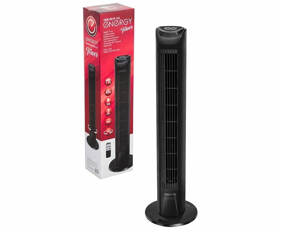 Вентилятор Energy EN-1616 Tower напольный, с пультом черный