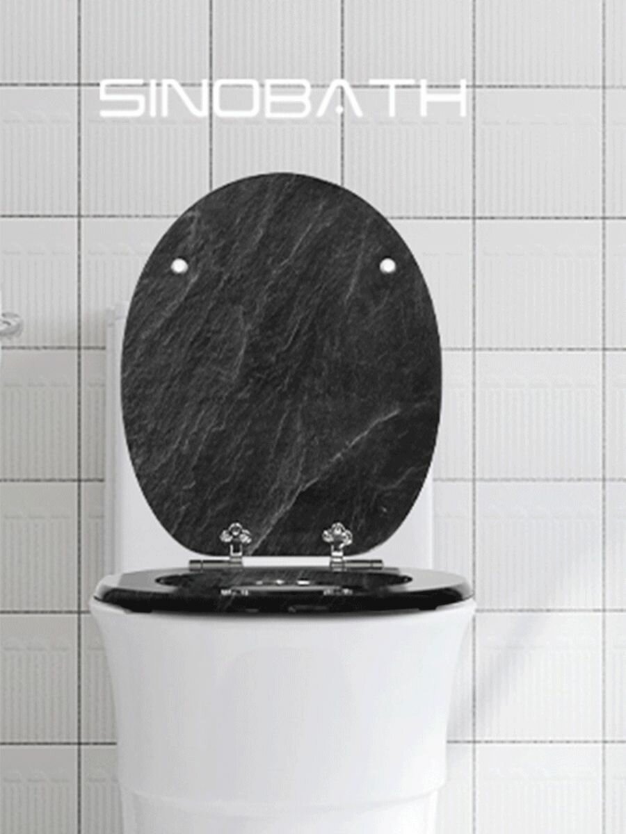 Деревянное сиденье для унитаза с функцией плавного опускания, прочное и долговечное, металлические петли