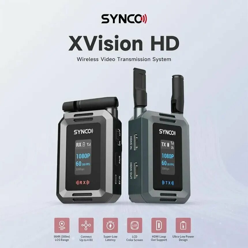 Беспроводная передача SYNCO XVision HD с 1080p HD в режиме реального времени