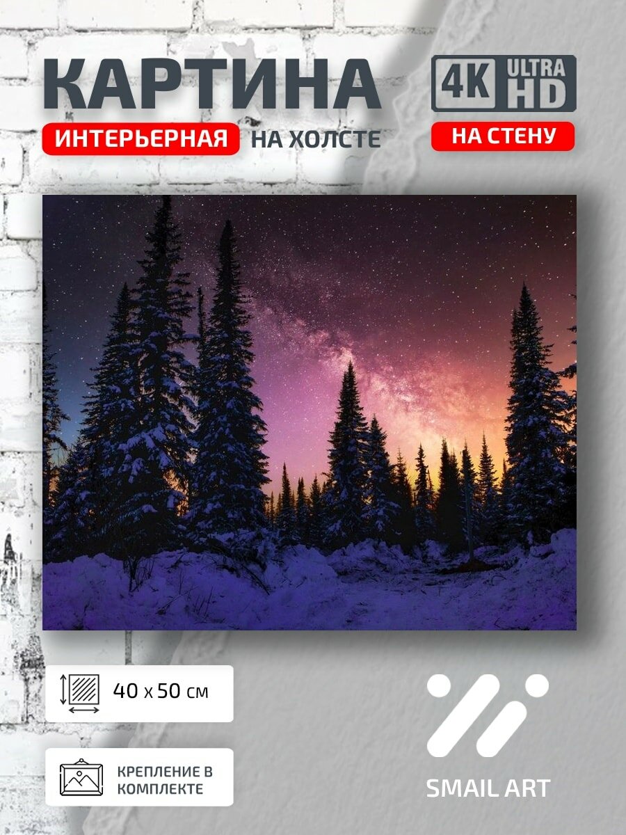 Картина на холсте интерьерная 40 на 50 на стену Млечный Путь для гостиной пейзаж