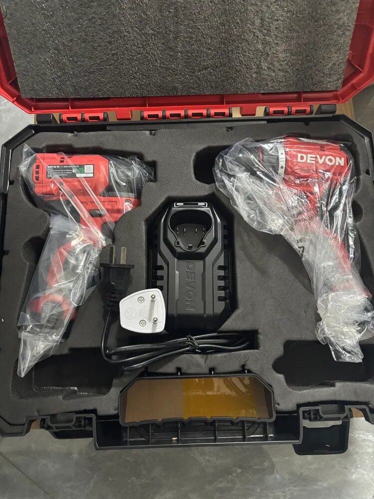 Дрель шуруповерт аккумуляторная DEVON 5208+Ударная дрель 5767, 12В, 2 АКБ Li-ion, 2.0 Ач--11.11