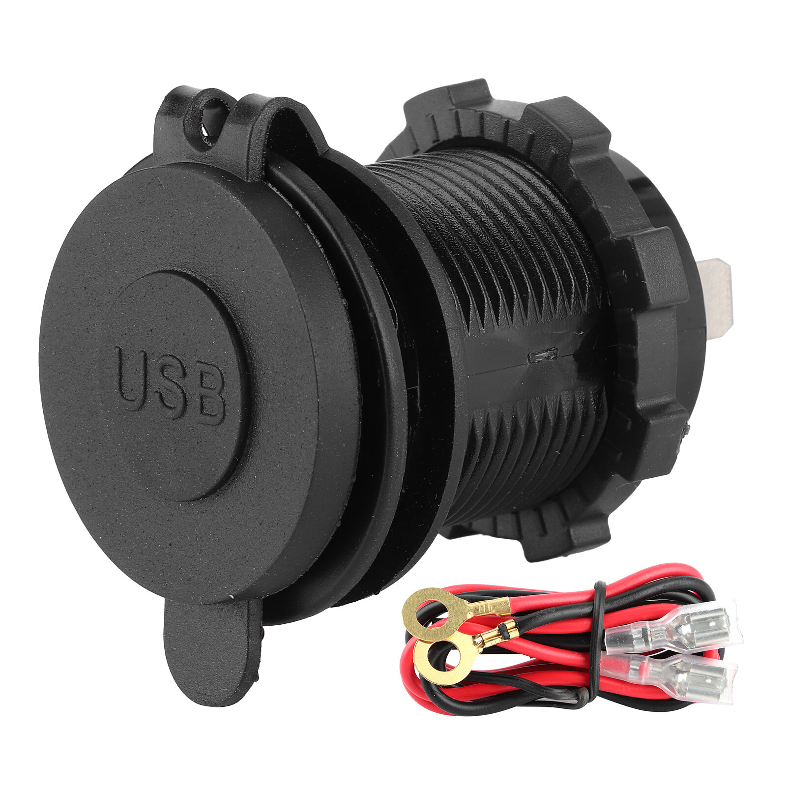 Car Charger Dual USB Port QC3.0 Fast Charging with Touch Switch for 12‑24V Boat Motorcycle ATV RVBlue LED Indicator