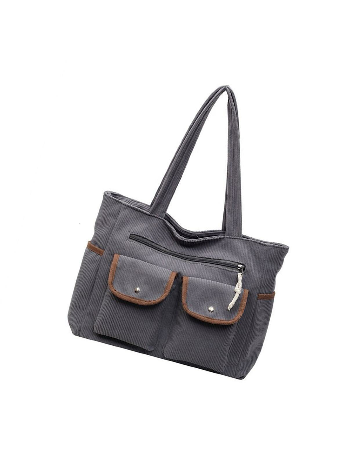 Практичная вельветовая сумка через плечо, повседневная сумка, подходящая для ежедневных поездок в офис