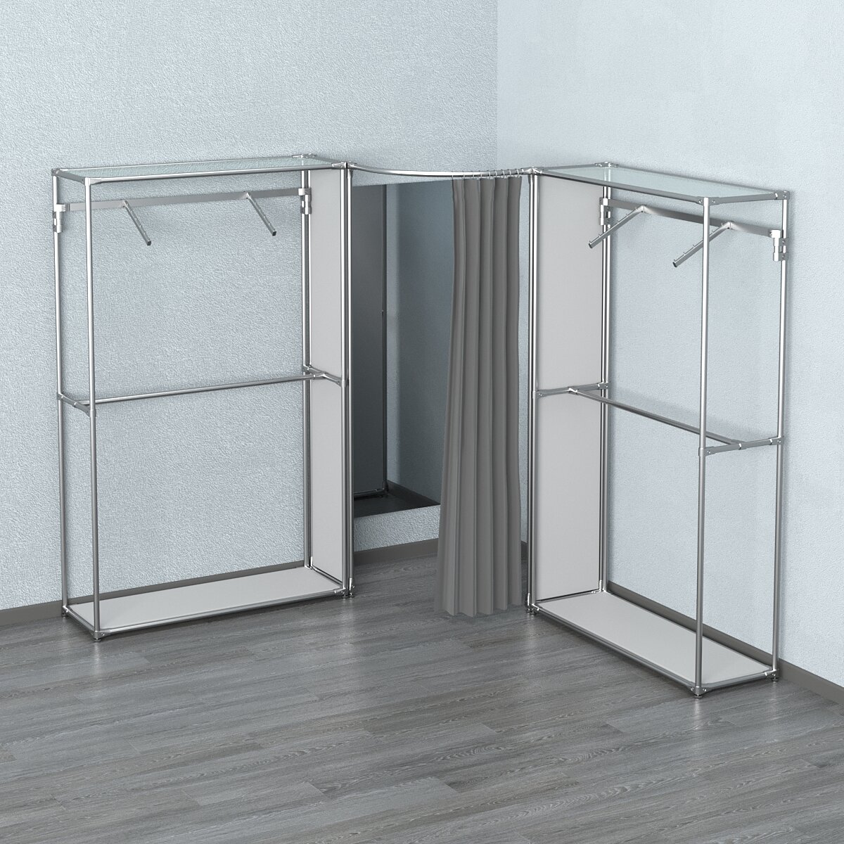 Примерочная (вход- дуга) с зеркалом из системы хром с поручнями №4-2, Серый