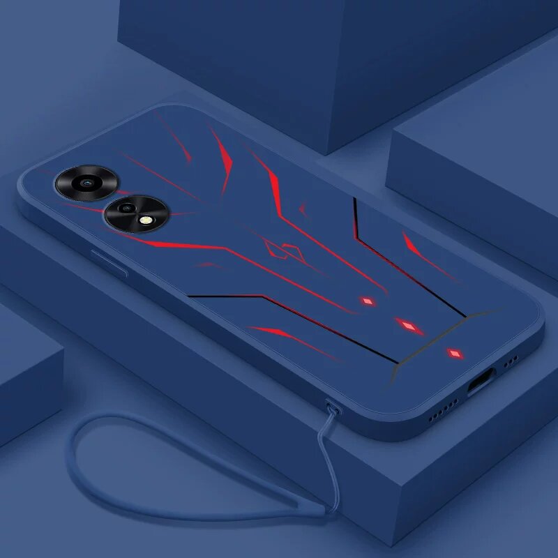 Чехол OPPO A1 5G сапфирово-синий из жидкой силикона с полным покрытием и защитой от ударов