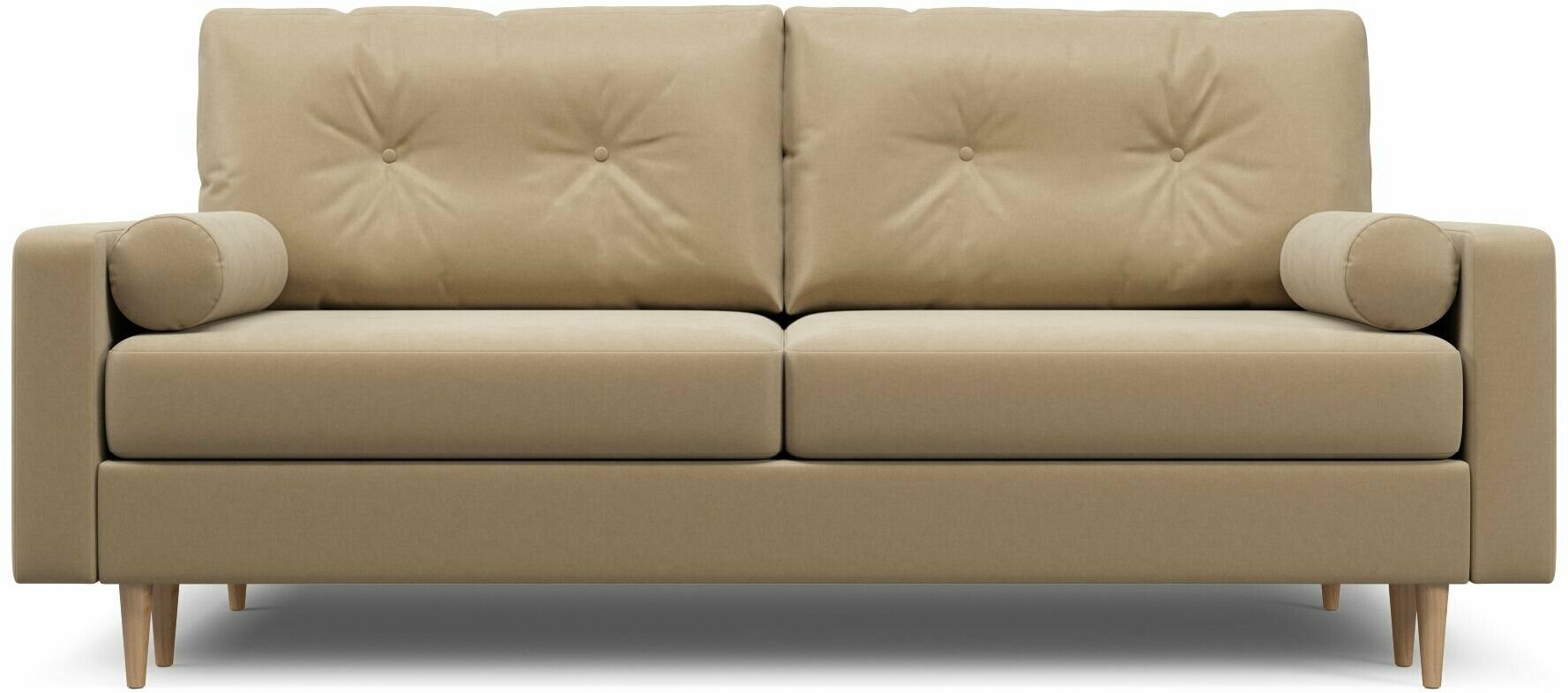 Диван-кровать Гудхайм, диван прямой, раскладной Тик-Так 216х99 на высоких ножках Велюр бежевый Teddy 7