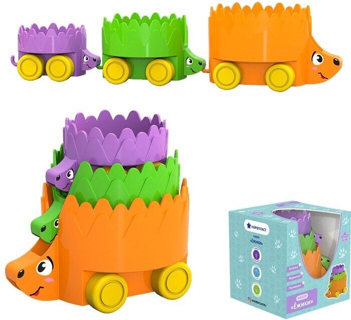 Пирамидка-паровозик Нордпласт на колесах, Ежики (480558)