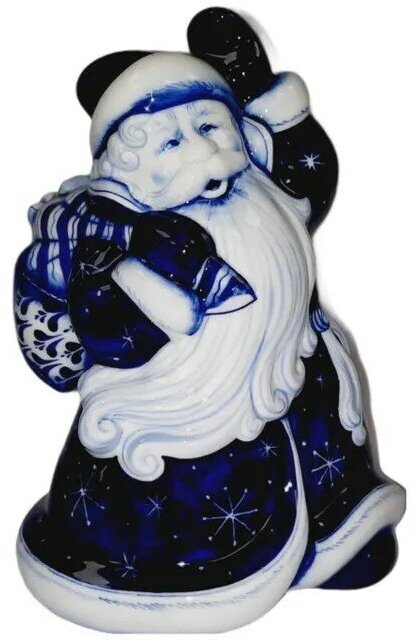 Фарфоровая статуэтка "Дед Мороз" 17 см авторская гжель фарфор ручная работа сделано в России