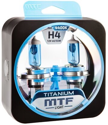 Галогеновая лампа MTF LIGHT H4 60/55W Titanium 4400К теплый белый свет, 2шт