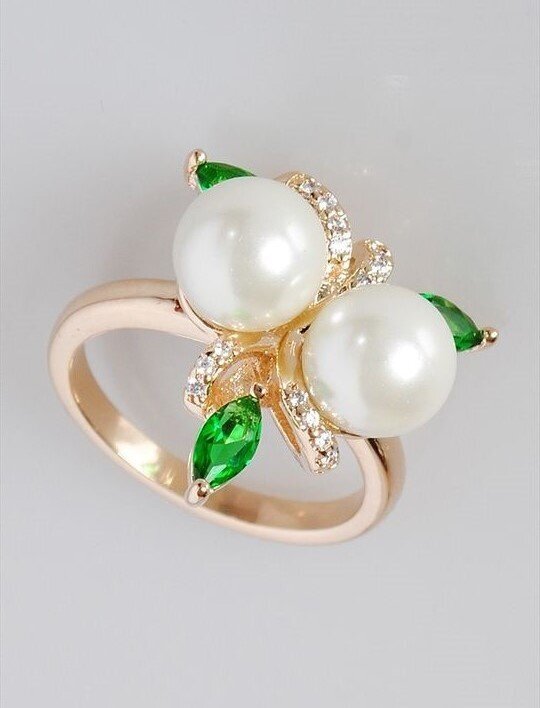 Кольцо, жемчуг Swarovski синтетический
