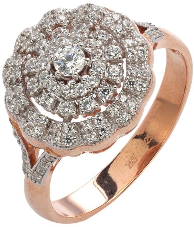 Кольцо, серебро, 925 проба, родирование, фианит