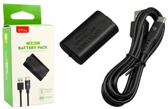 XBOX Series S/X Аккумулятор 1400 mah + кабель iPlay (черный)