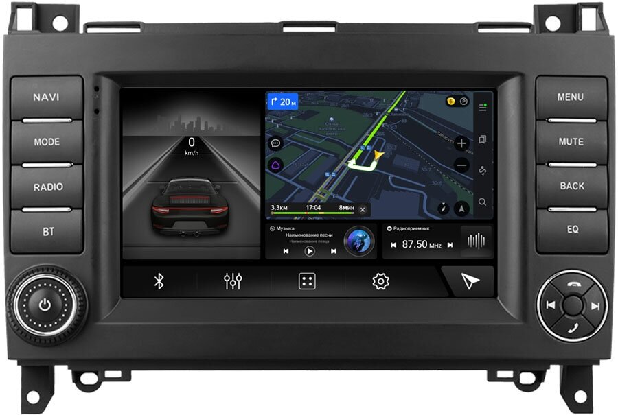 Штатная магнитола Mercedes A-klasse (W169), B-klasse (W245), Vito 2 (W639), Vito 3 (W447), Viano (W639) 2006-2018 (Вид 1, оранжевая подсветка клавиш)