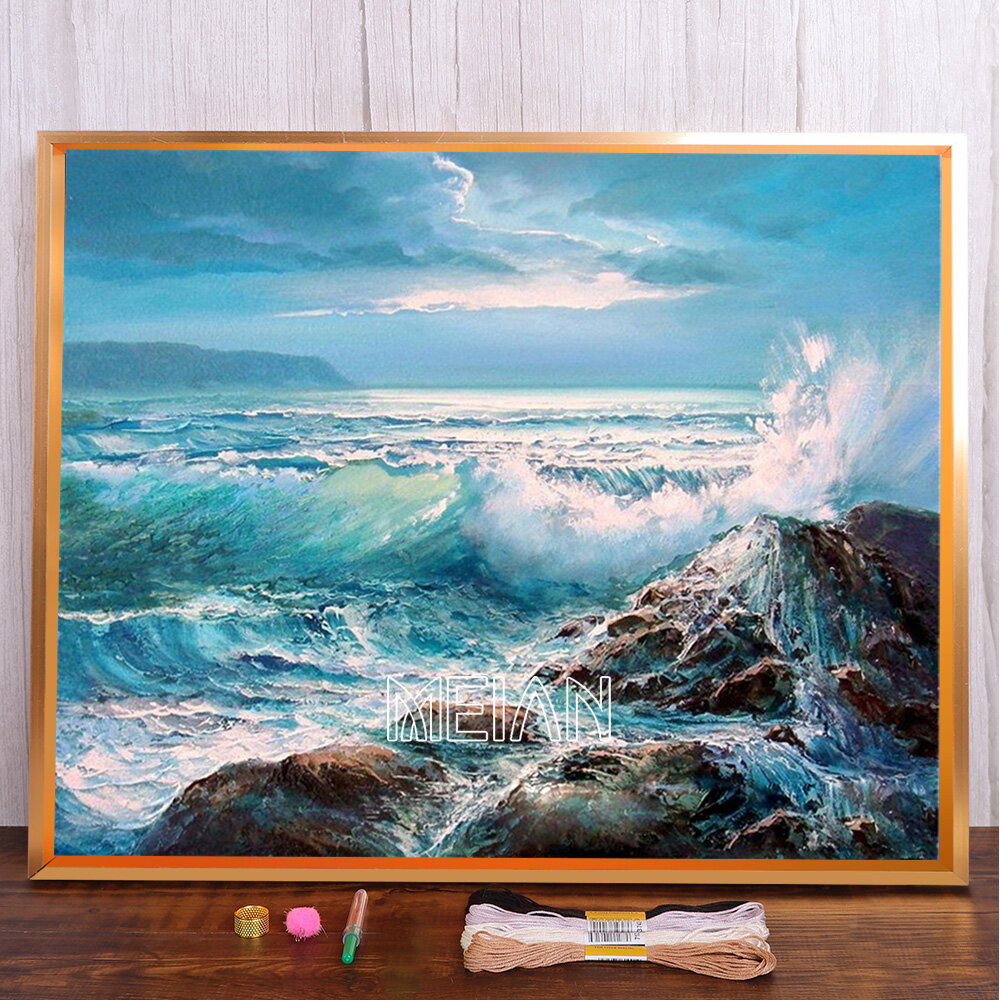 MEIAN Набор для вышивания,120x90CM,14CT, Пейзаж у моря