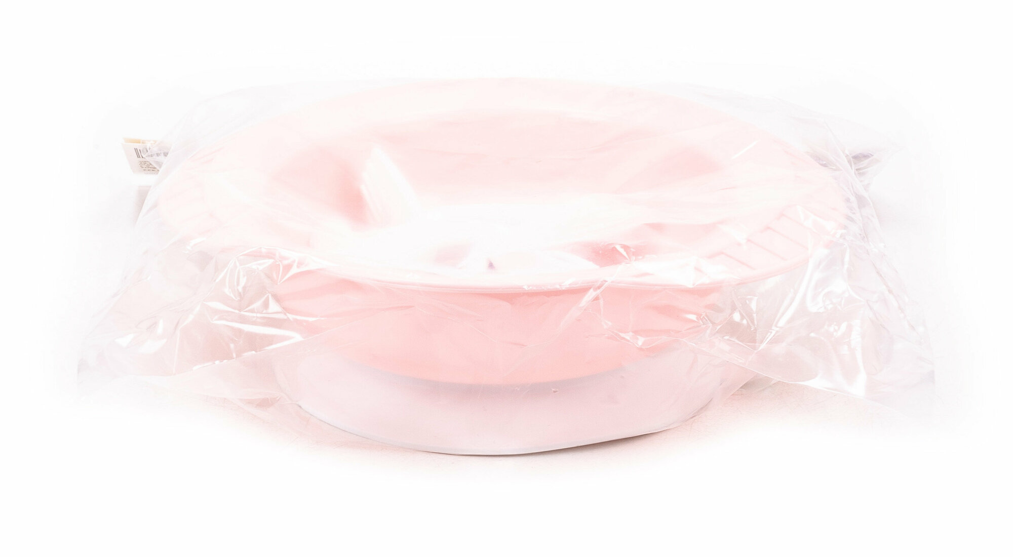 Набор детской посуды Полимербыт на присосе, с набором ложек и вилок из пластика, розовая, 500мл / товары для детей