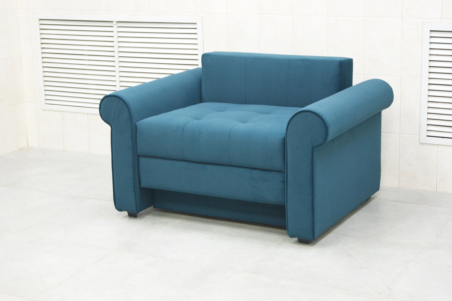 Кресло-кровать Берли Изумруд Велюр, 112х85х80 см, с ящиком для белья