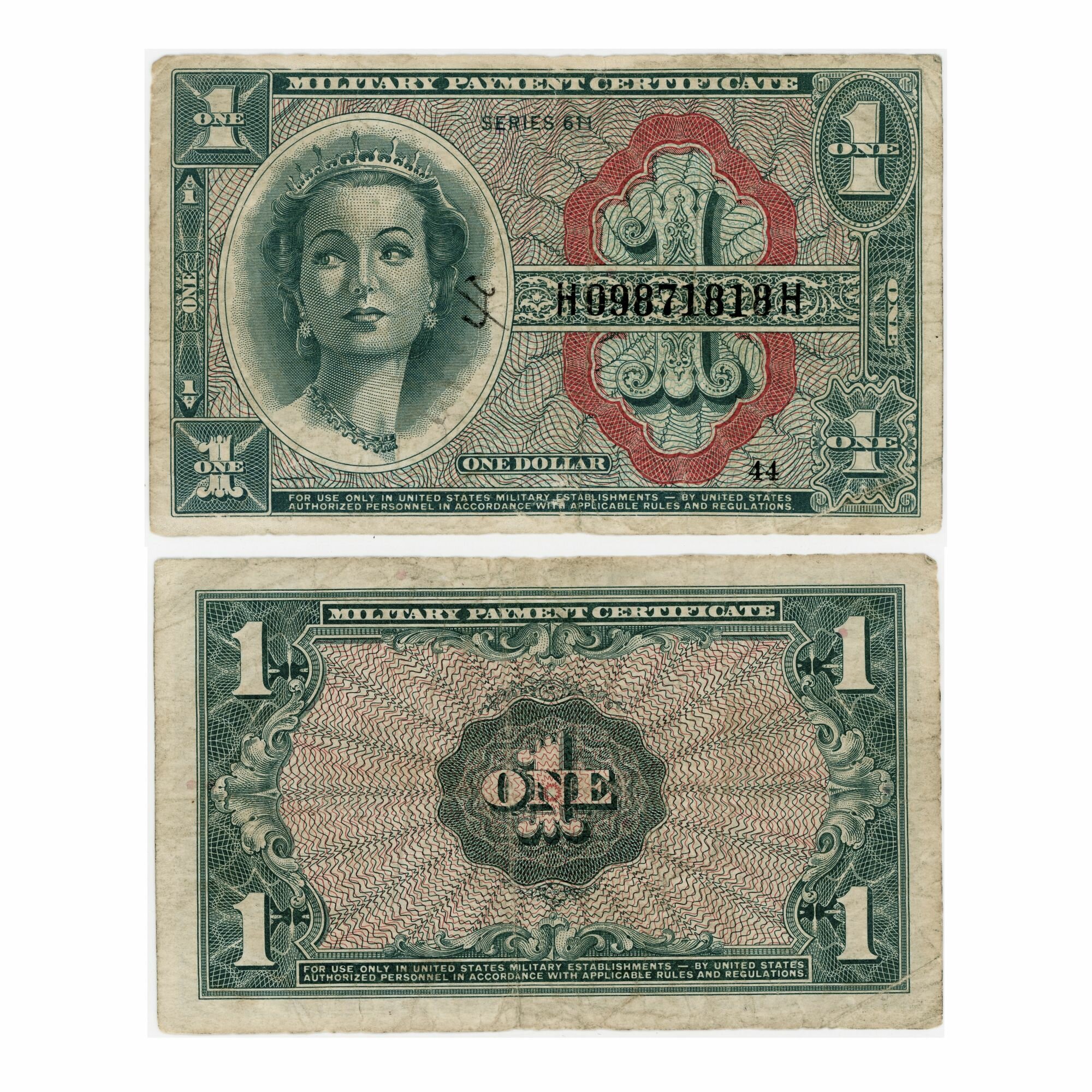 Банкнота США (Военный платежный сертификат) 1 доллар 1964 год Very Good (VG) Pick-M54