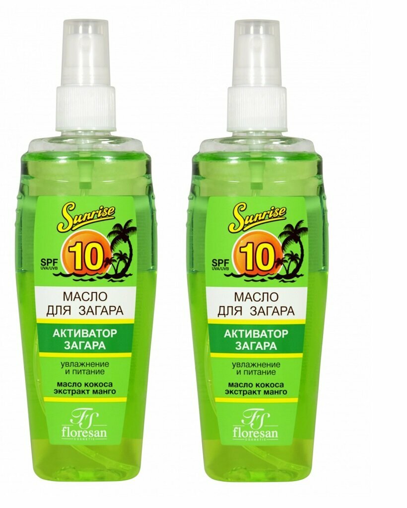 Масло для загара Floresan Защита от солнца, Фруктовая экзотика, SPF 10, 135 мл, 2 шт.