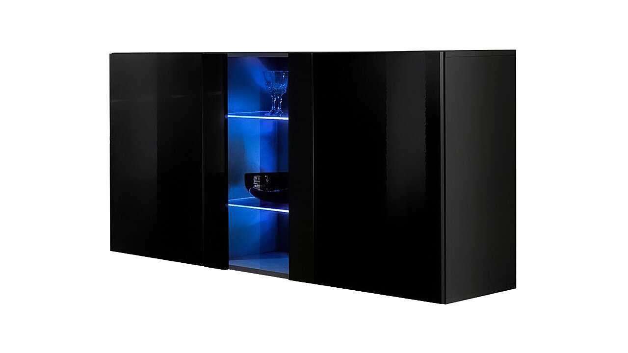 Подвесной комод Лана МДФ (черный) NEW 120x40x70 см, черный, черный мдф Дом мебели для вас