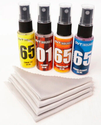 Oil_cl_pol_sc_4n_30 Комплект для ухода за гитарой: лимонное масло, 2 очистителя, полироль, OVTSound