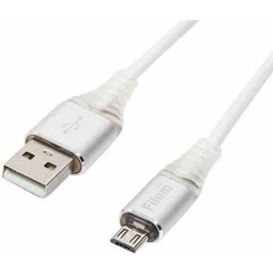 Кабель Filum FL-CPro-U2-AM-microBM-L1 USB 2.0, 1м, 2A, индикатор заряда, USB A male- USB micro B male, пакет