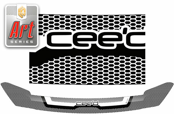 Дефлектор капота Kia Ceed 2015 - 2018 Серия "Art" белая САпластик