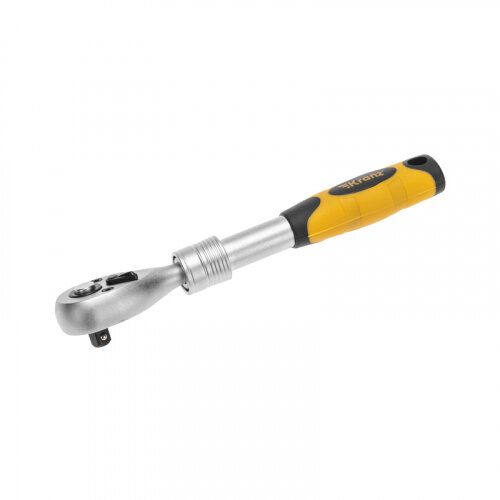 Ключ-трещотка телескопический Kranz 1/4", 16-21 см, CrV, двухкомпонентная рукоятка