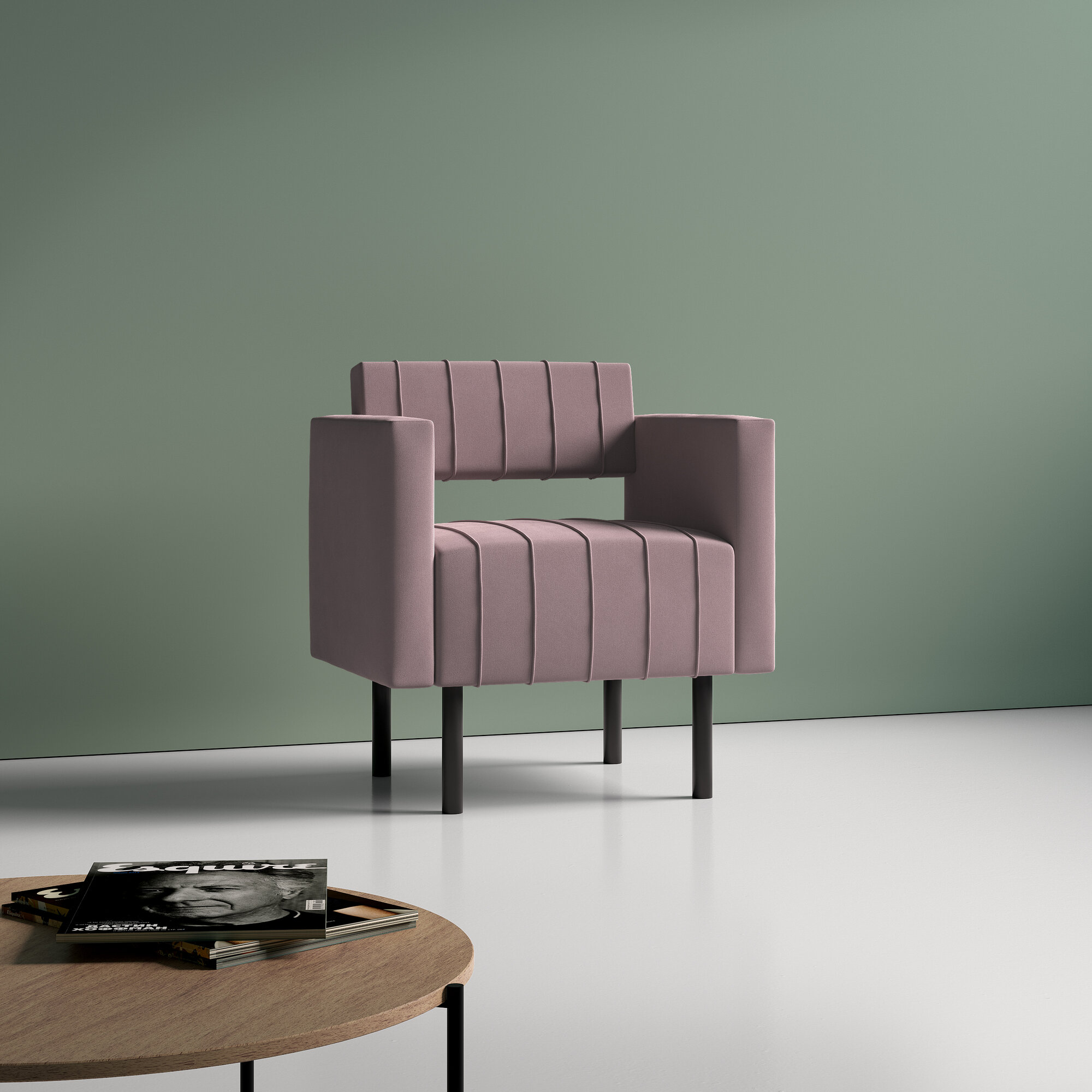 Кресло RAIN, универсальное, на ножках, в офис, на кухню, в студию, антивандальный велюр, пыльная роза