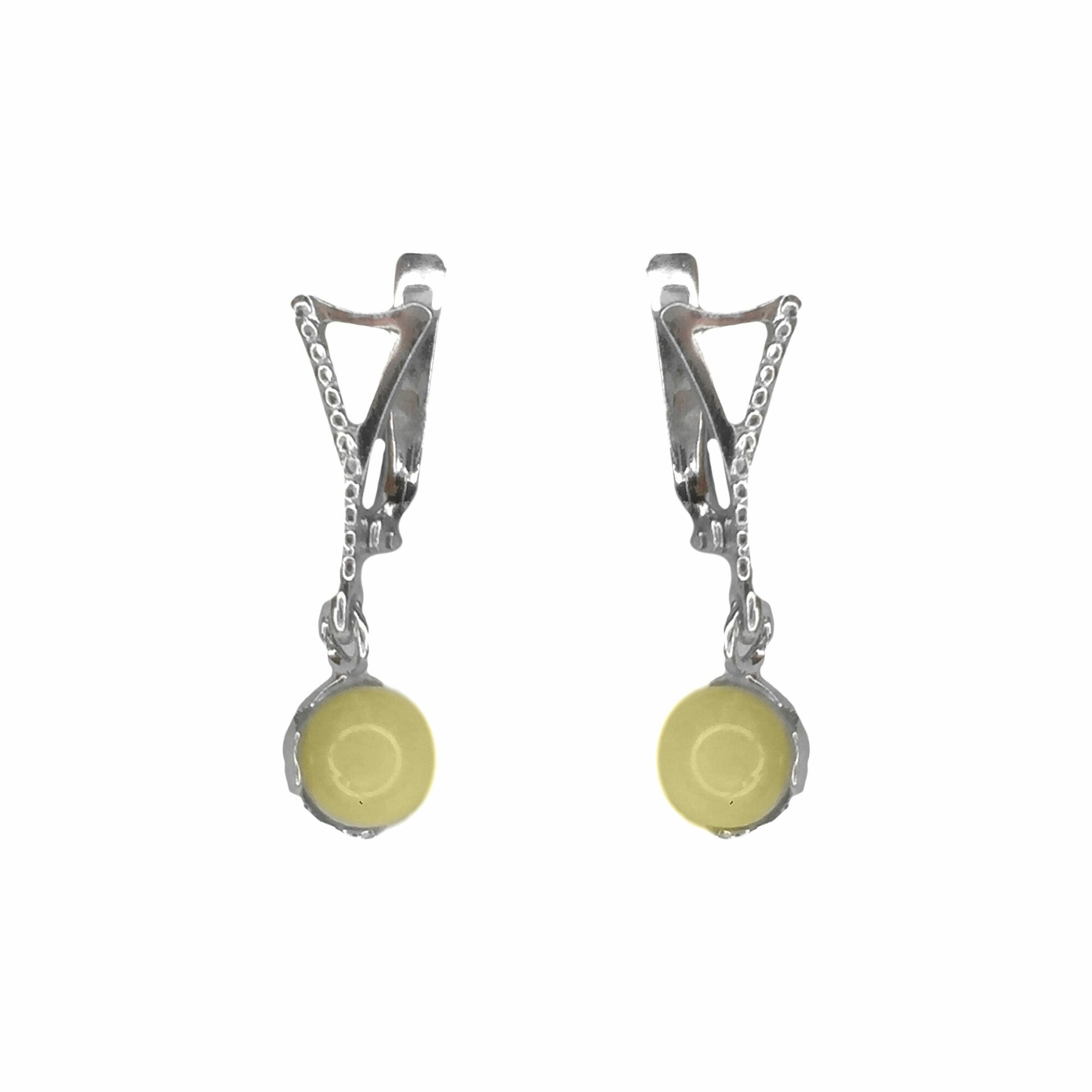 Набор серег, серебро, 925 проба, родирование, янтарь