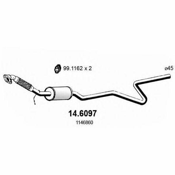 Средний глушитель выхлопных газов, ASSO 14.6097 (1 шт.)