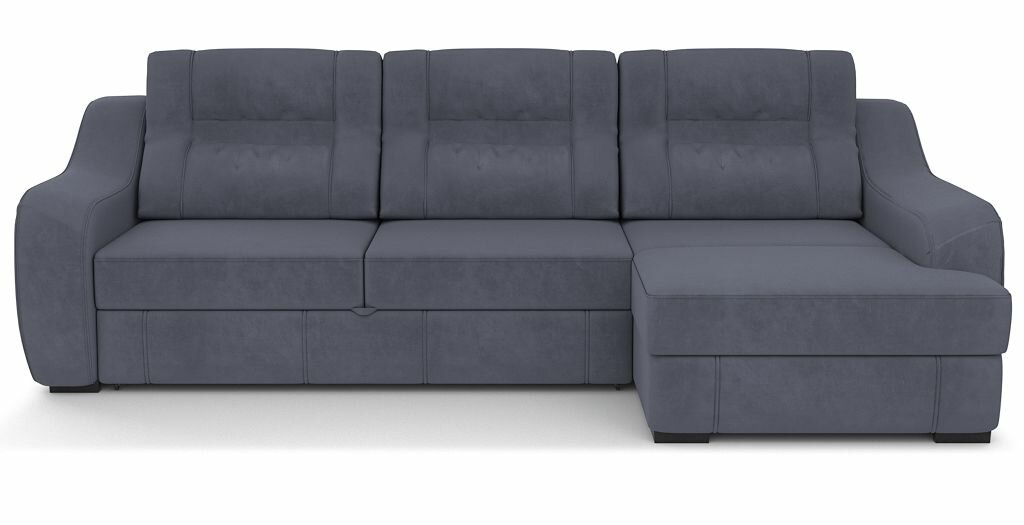 Угловой диван-кровать, раскладной, высоковыкатной, PUSHE Ройс, правый угол, серый Noel steel