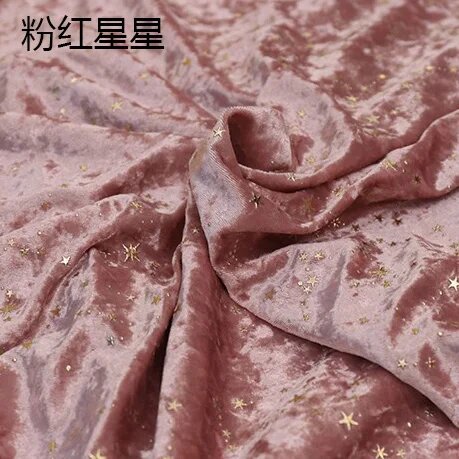 Бархатная ткань SMTA с стразами и звездами 100*140 см Розовый, 50cmX70cm, ysjf087