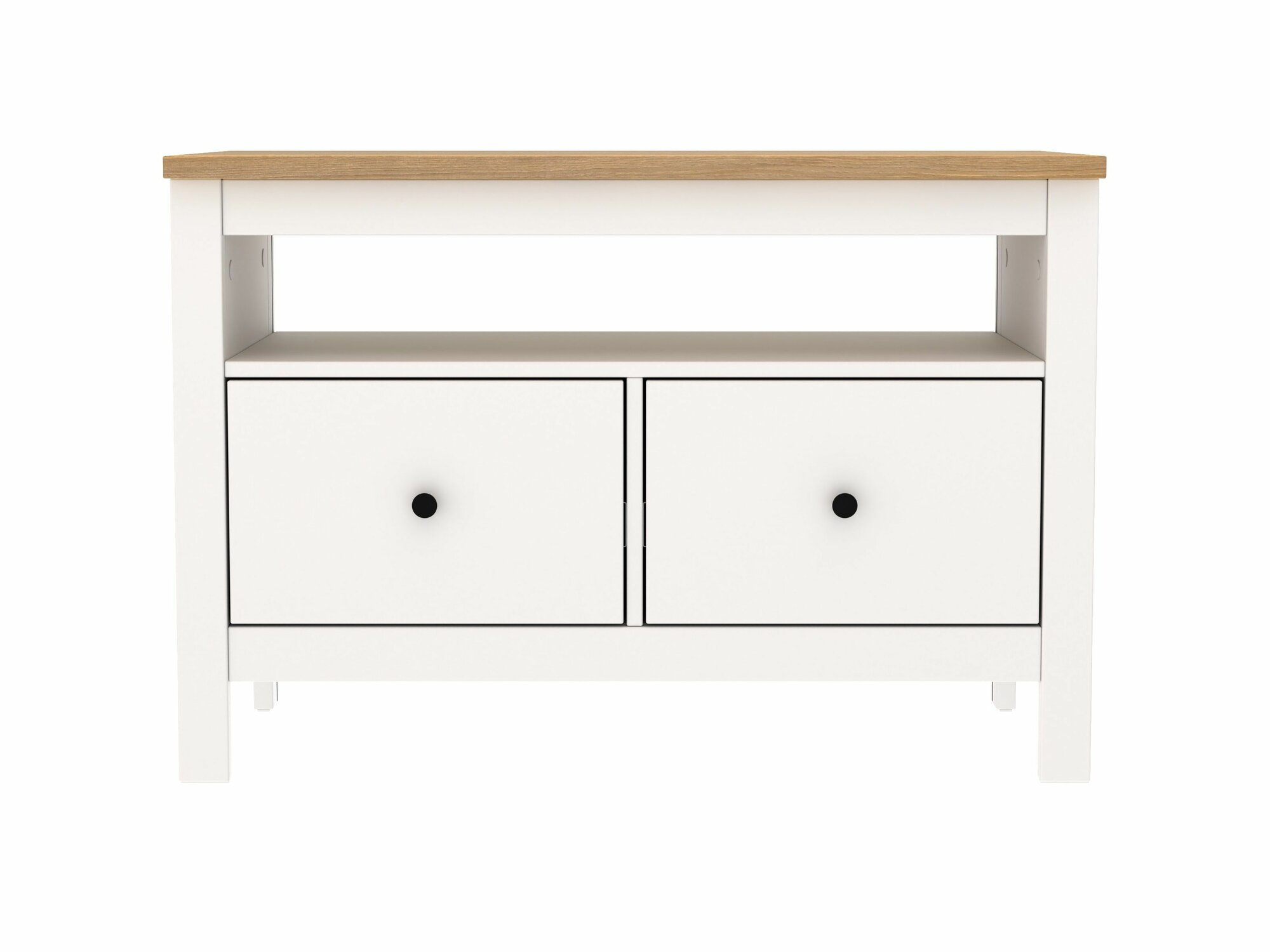 Тумба Гуд Лакк сага 2 ящика, ЛДСП, 90.4 x 41.4 x 62.2 см, белый/ясень