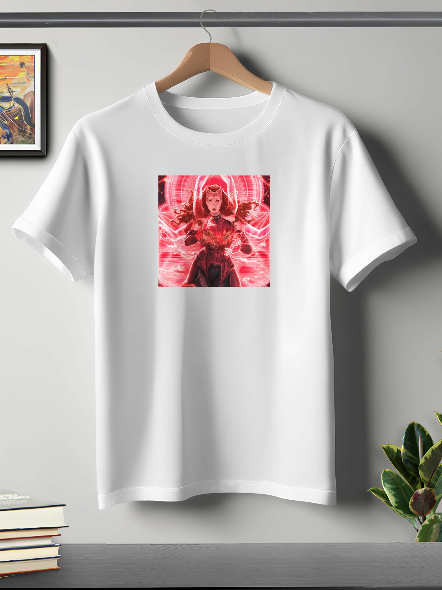 Футболка ONEQ унисекс 52-54 (XXL) размер с принтом Алая Ведьма, белая