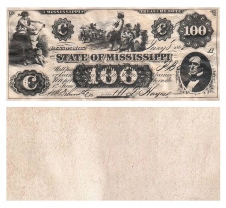 100 долларов 1862 США, штат Миссисипи, сувенирная копия, банкноты и купюры редкие коллекционные