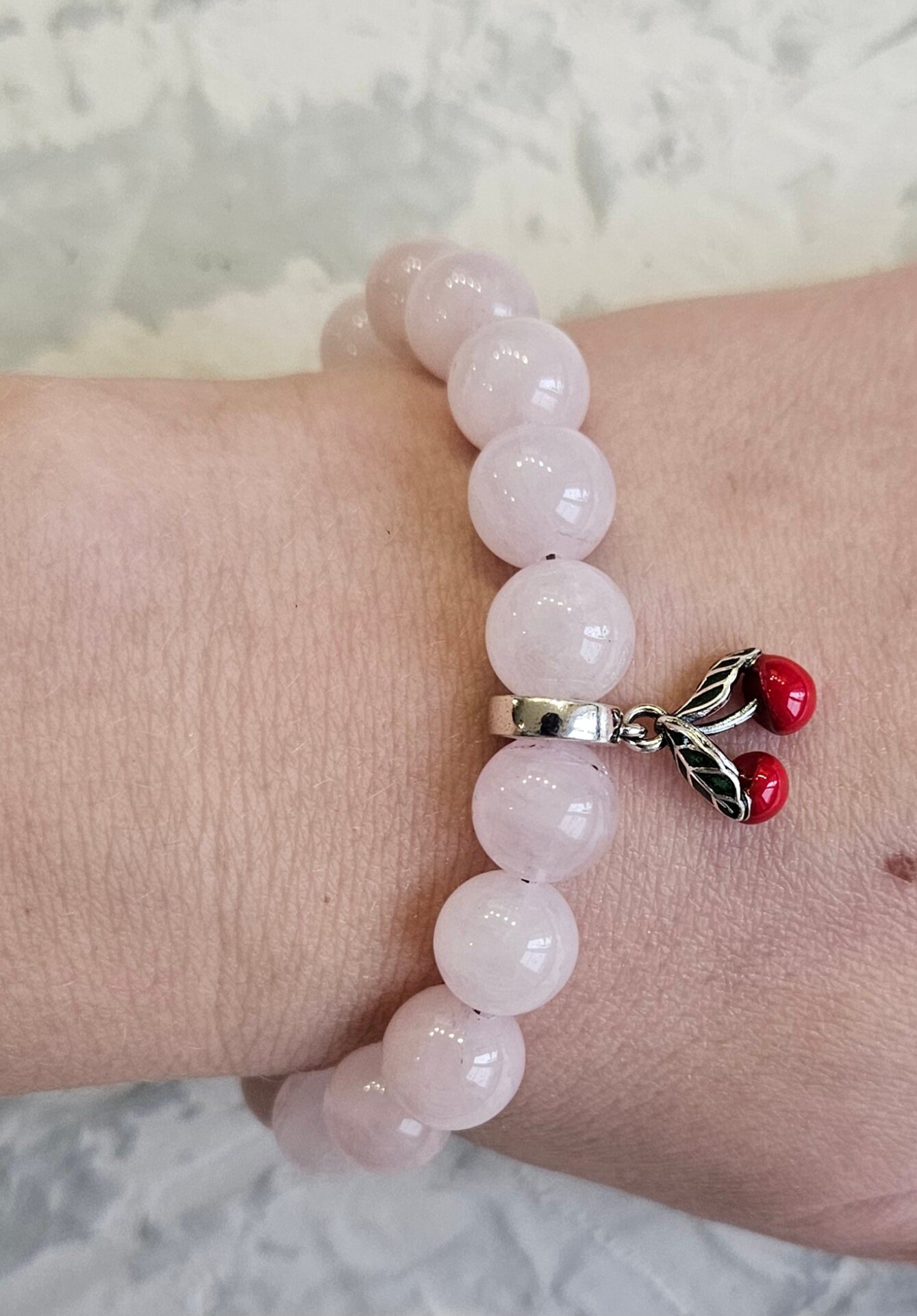 Браслет, кварц розовый