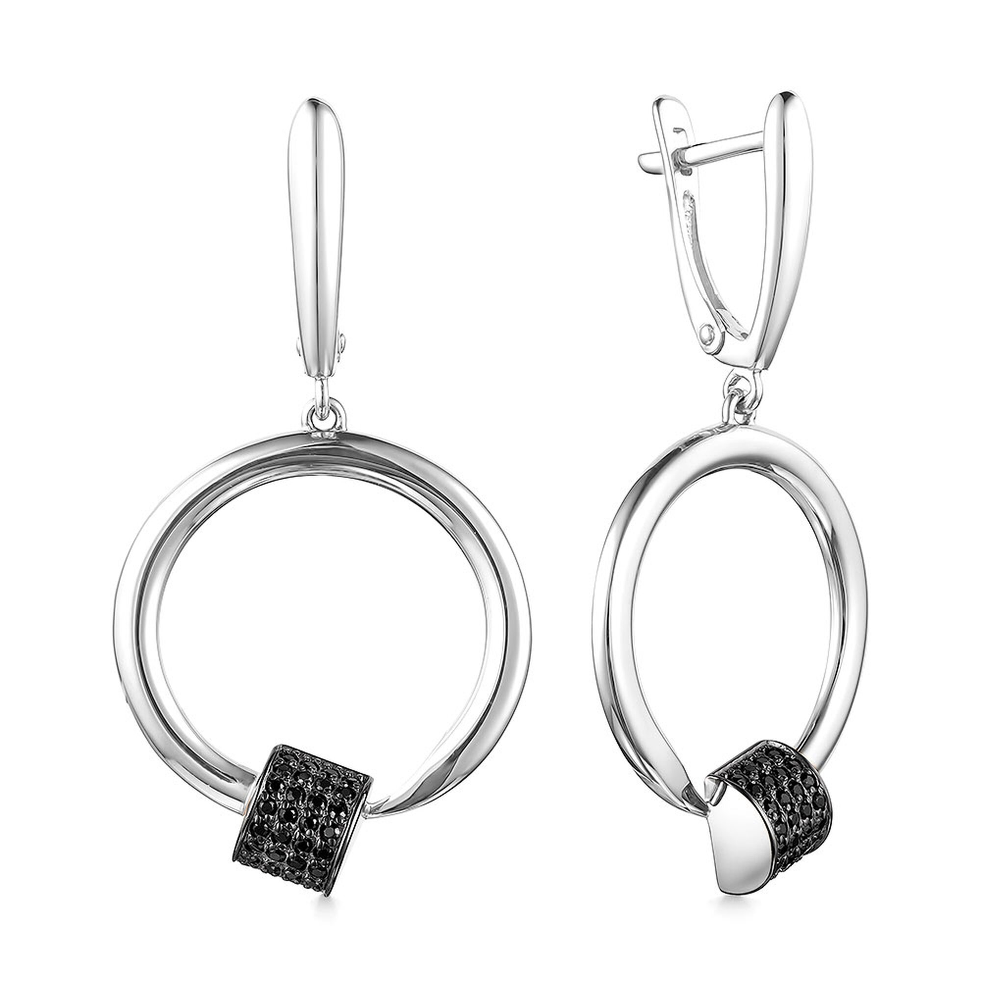 Серьги, серебро, 925 проба, родирование, фианит