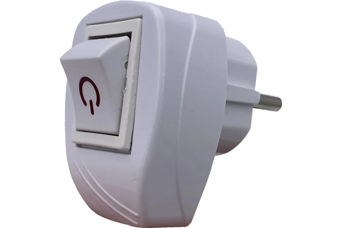 FAR F131 Вилка с включателем и заземлением белого цвета для бытовых электросетей