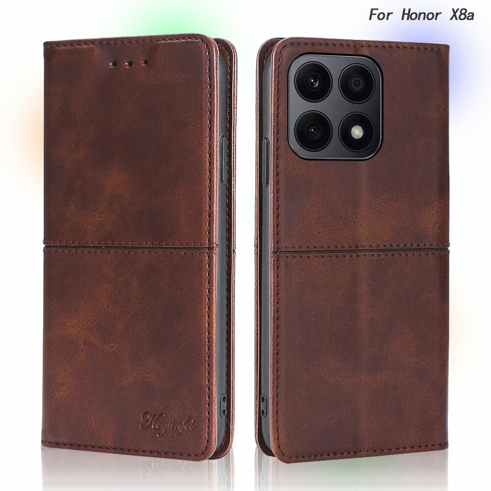 Чехол книжка подходит для Хонор Икс 8a/ Чехол-книжка на Honor X8a, противоударный, коричневый