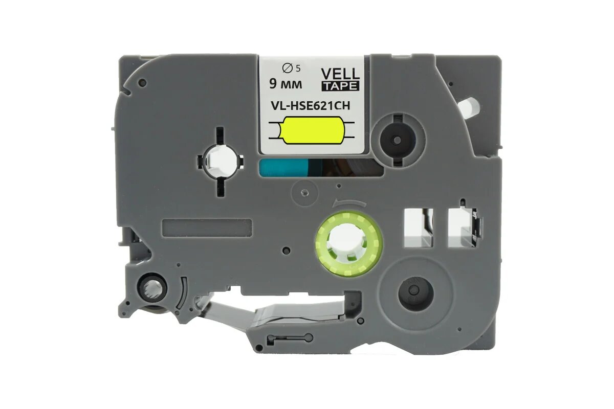 Vell VL-HSE621CH Термоусадочная трубка с чипом 9 мм черная на желтом Puty PT-100E/100ECH