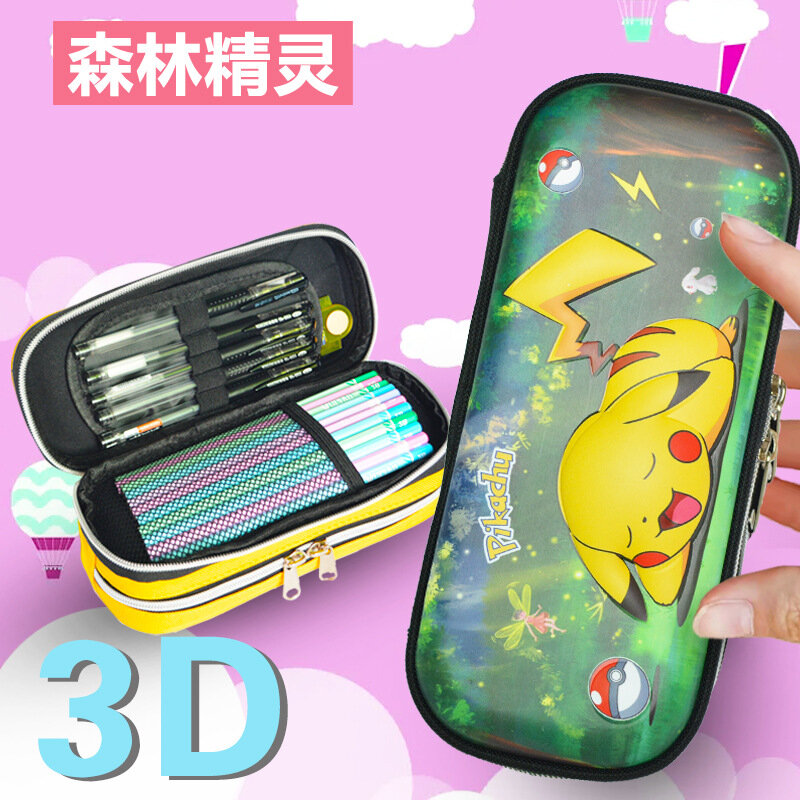 Пенал "Пикачу", 3D, с паролем, двухслойный, лесной эльф