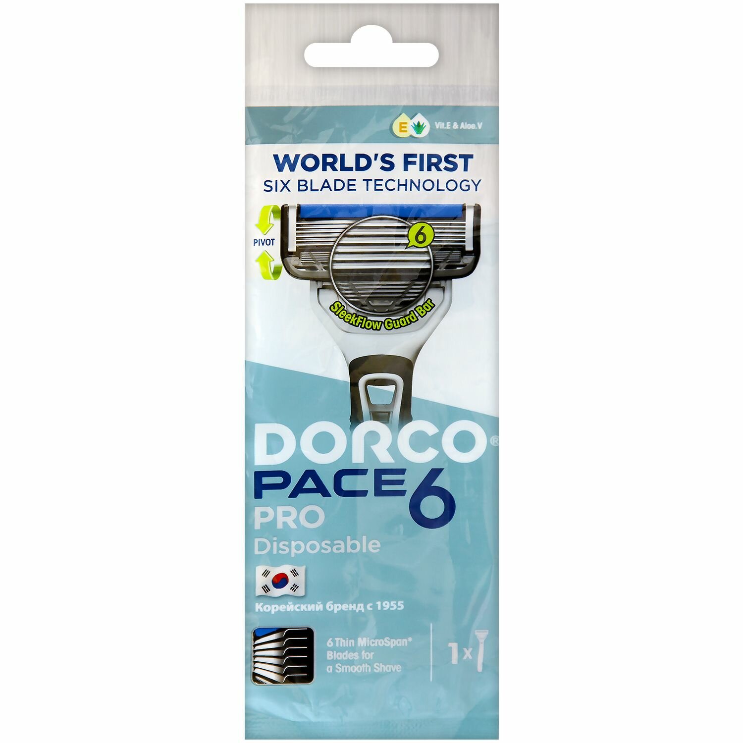 Станок для бритья Dorco PACE 6 PRO NEW, одноразовый (1шт в упаковке)