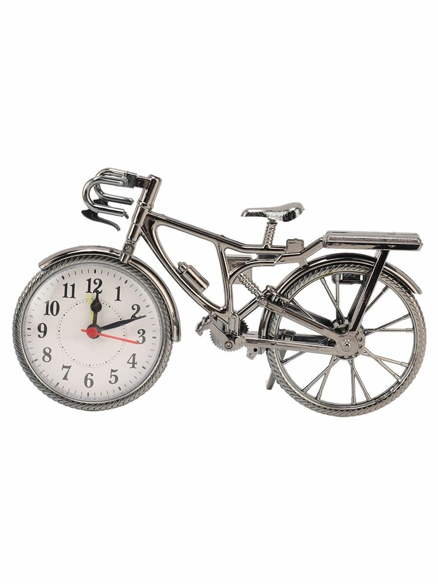Компактный настольный будильник в форме велосипеда в винтажном стиле для декора общежития домашнего офиса, реалистичный дизайн велосипеда, бесшумный режим и функция будильника