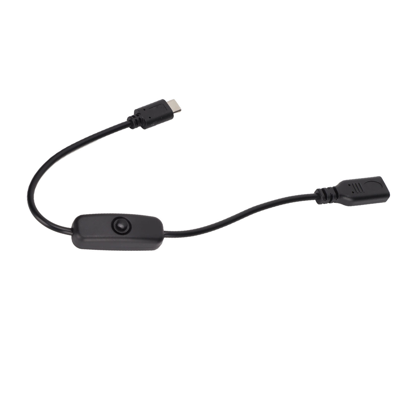 Удлинитель питания типа C "папа-мама" длиной 30 см с USB-кабелем и кнопкой включения/выключения для мобильных телефонов и планшетов, черный