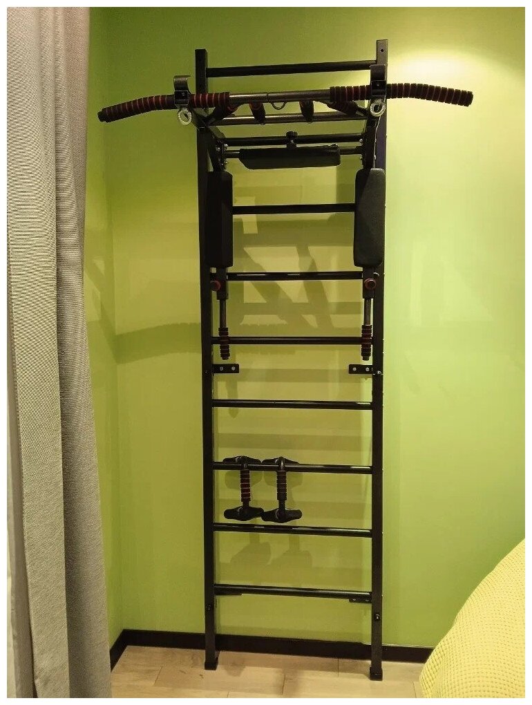 Шведская стенка с турником 3в1 мультихват, цвет черный