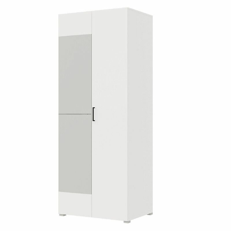 Шкаф 2ств 1000 Бостон с зеркалом 500, цвет Белый (штанга+полки)