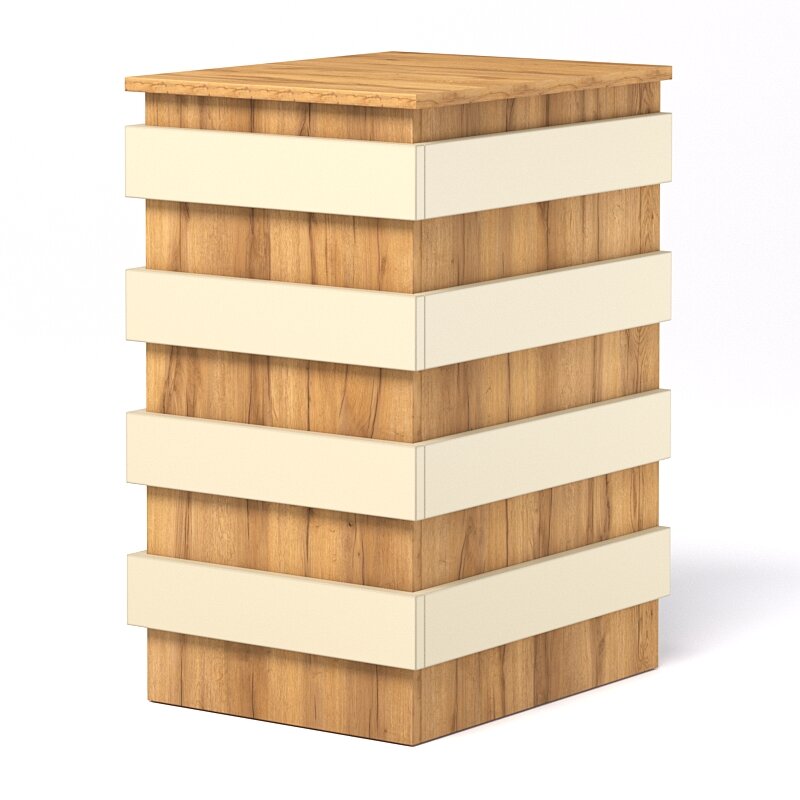 Тумба №2Б для витрин "сладость" шириной 400мм, Крем Вайс и Дуб Золотистый