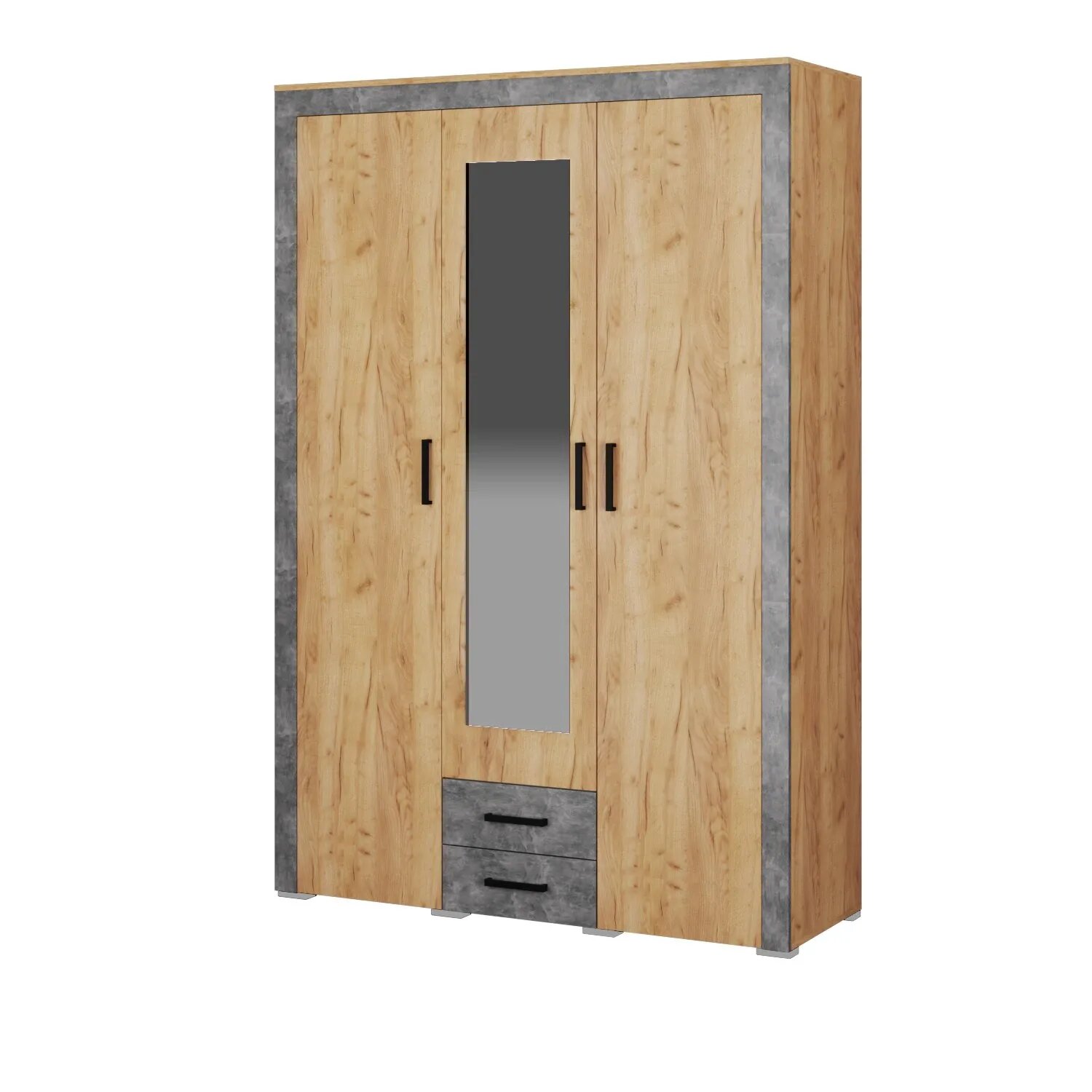 Шкаф 3-х створчатый «Адель», дуб крафт золотой/ателье светлое (1490х520х2200)